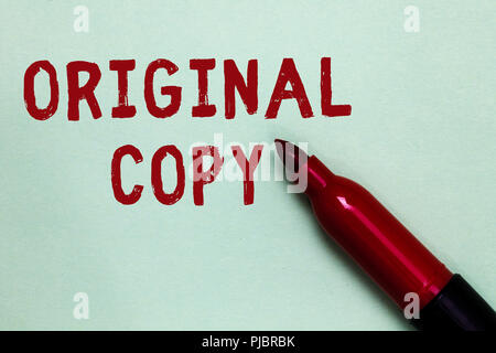 Handwriting text Original Copy. Concept meaning Main Script Unprinted ...