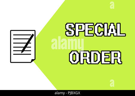 Handwriting text writing Special Order. Concept meaning Specific Item ...
