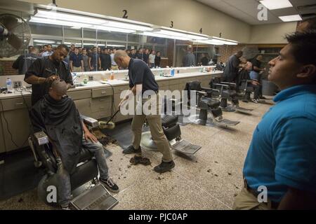 New Recruit Haircuts. Boot Camp (2 of 9) Clip Joint - A Recruit sweeps ...