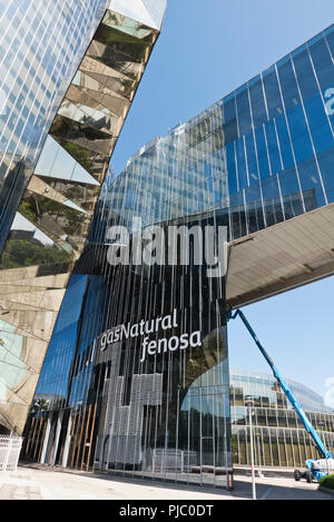 The exterior of the Gas Natural Fenosa glass building in Barcelona ...
