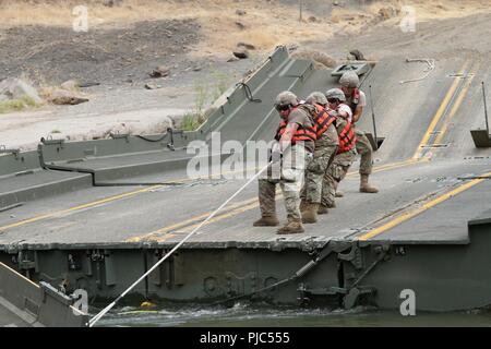 U.S. Army engineers from the 132nd Multirole Bridge Company (MRBC ...