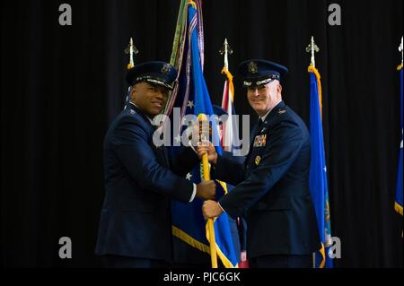 U.S. Army Lt. Col. Heather McAteer, left, commander of the 44th ...