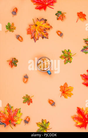Cozy autumn composition with a big cup of coffee in bed Stock Photo - Alamy
