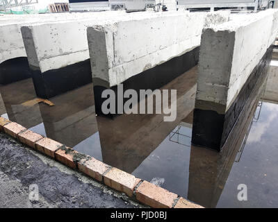 Ponding test conducted after applying waterproofing layer to the ...