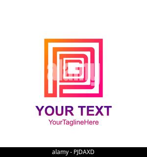 Initial letter PDG logo template colorfull square design for business ...