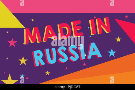 Handwriting text Made In Russia. Concept meaning A product or something ...