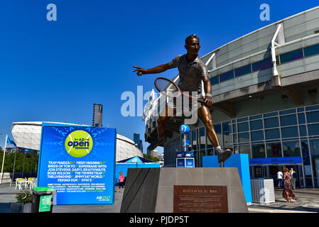 Statue of Rod Laver, an Australian tennis player, at Melbourne Park ...