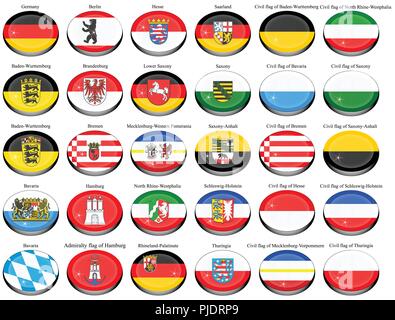 Set Flags of the states of Germany, All German lands flag collection ...