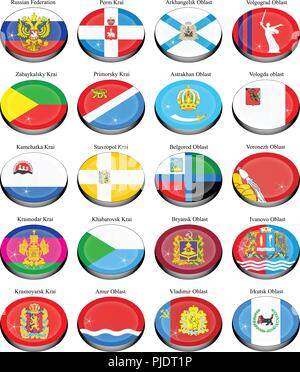 Set of icons. Federal subjects of the Russian Federation flags Stock ...