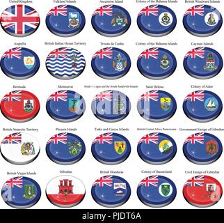 Flags of British Indian Ocean Territory at frame on a brick background ...