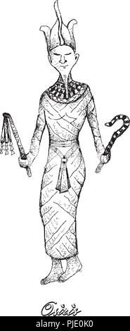Osiris. Vector illustration of a sketch ancient egyptian god lord of ...