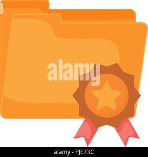 folder and medal icon over white background, vector illustration Stock ...