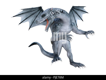 3D rendering of a fantasy dragon whelp isolated on white background ...