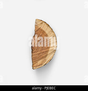 Half cut wooden log. Isolated on white background Stock Photo - Alamy