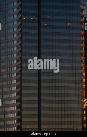 Downtown Seattle with abstract close-up of building facade and interior ...