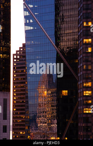 Downtown Seattle with abstract close-up of building facade and interior ...