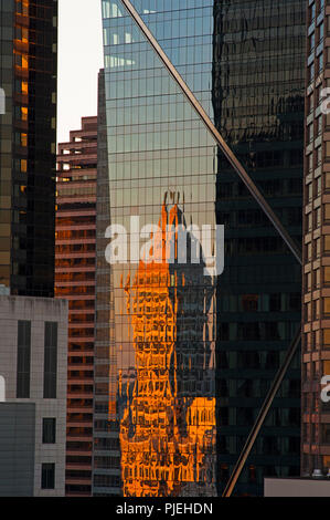 Downtown Seattle with abstract close-up of building facade and interior ...