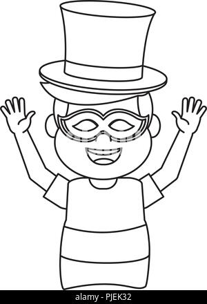 funny carnival boy with hat and mask Stock Vector Image & Art - Alamy