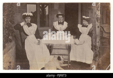 Victorian Domestic Servants, Servant Girls or Maids Posing with Kitchen ...