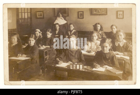 Historic photo, girls school class with teacher, ca. 1910 Stock Photo ...