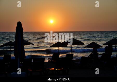 Sunset in Kusadasi, Turkey. Calm Aegean Sea in the evening Stock Photo ...