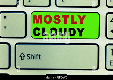 Text sign showing Mostly Cloudy. Conceptual photo Shadowy Vaporous ...