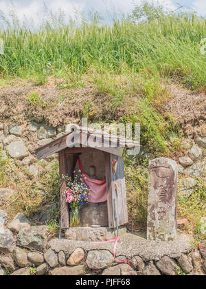 Roadside shrine with trail marker, henro no michi pilgrim trail ...