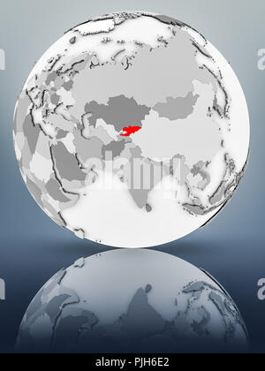Kyrgyzstan on simple gray globe with shadow isolated on white ...