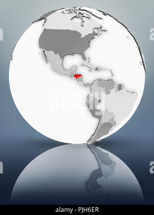 Honduras on simple gray globe with shadow isolated on white background ...