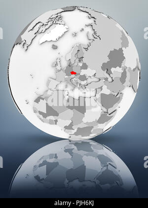 Czech republic on simple gray globe with shadow isolated on white ...