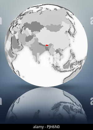 Bhutan on simple political globe. 3D illustration Stock Photo - Alamy