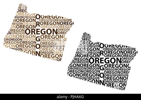 Oregon state map typography. Oregon map typography. Oregon lettering ...