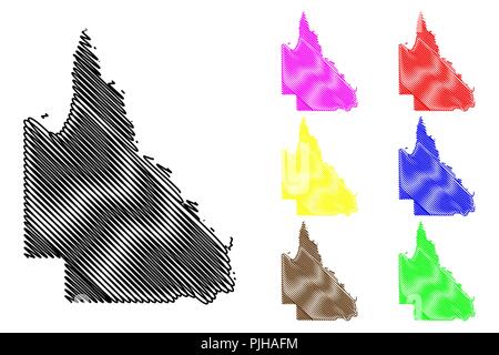 Queensland (Australian states and territories, Qld) map vector ...