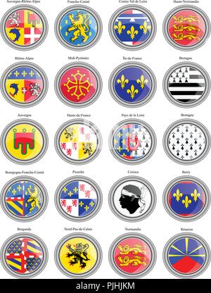 Set Flags of the province of France, All French regions flag collection ...