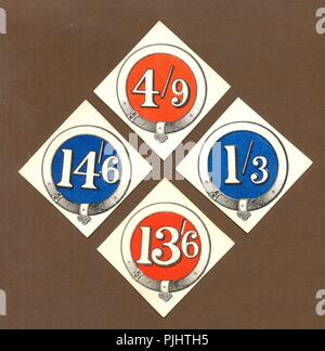 Pre decimal price tickets for shop display Stock Photo - Alamy
