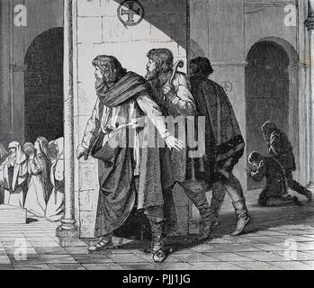 Henry the Fowler, 1st king of the Ottonian dynasty observing to Matilda ...