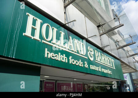 Holland & Barrett shop window display within a Westfield shopping mall ...