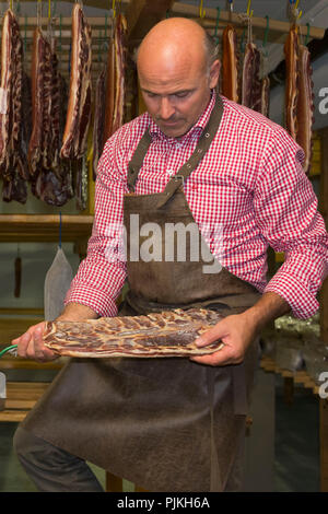 Bündner Fleisch meat drying plant Jörg Brügger, Parpan, municipality of ...