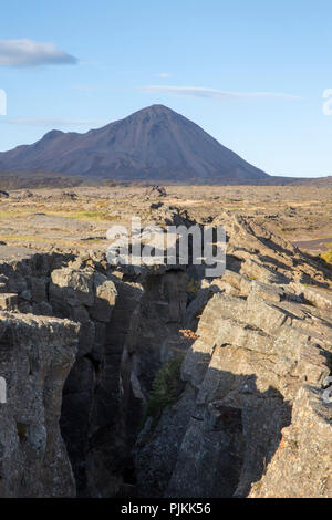 Crevice, volcanic landscape, Grjótagjá, Myvatn, Iceland, Europe Stock ...
