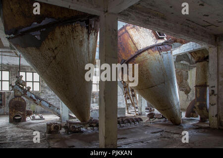 Iceland, Djupavik, Westfjords, former herring factory, tank for fish ...