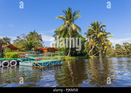 Boat jetty, Lago del Tresoro, Wetlands, Guamá, Matanzas province ...