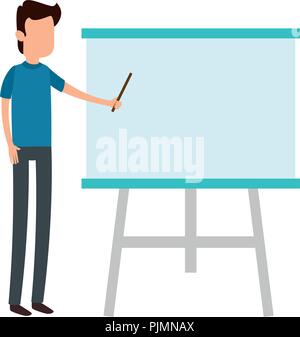 man teaching with paperboard character vector illustration design Stock ...