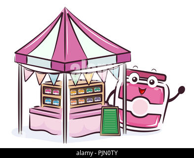 Illustration of a Fruit Jam Mascot Selling Jars of Jams with Blank Sign ...