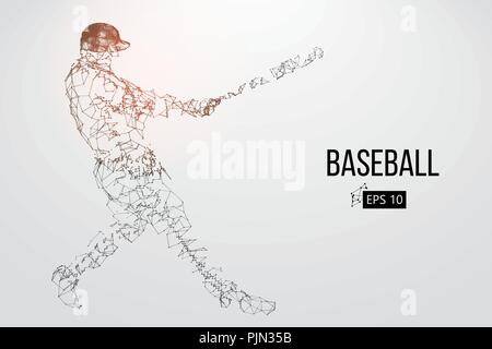 Silhouette of a baseball ball. Dots, lines, triangles, text, color ...