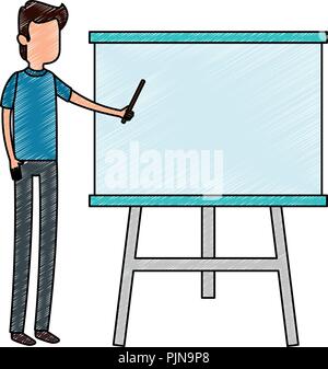 man teaching with paperboard character vector illustration design Stock ...