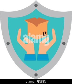 shield with box carton and hands protection Stock Vector Image & Art ...