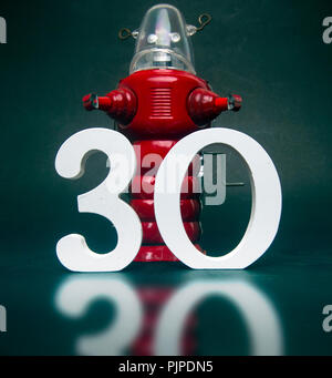 Red number 30 with reflection Stock Photo - Alamy