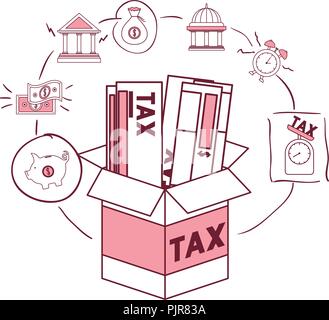 box carton taxes with set icons Stock Vector Image & Art - Alamy