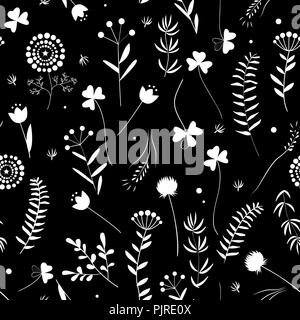 Seamless pattern with clover, herbal branch and bows. Background with ...