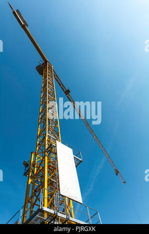 Bottom of tower crane on construction site between concrete piles Stock ...
